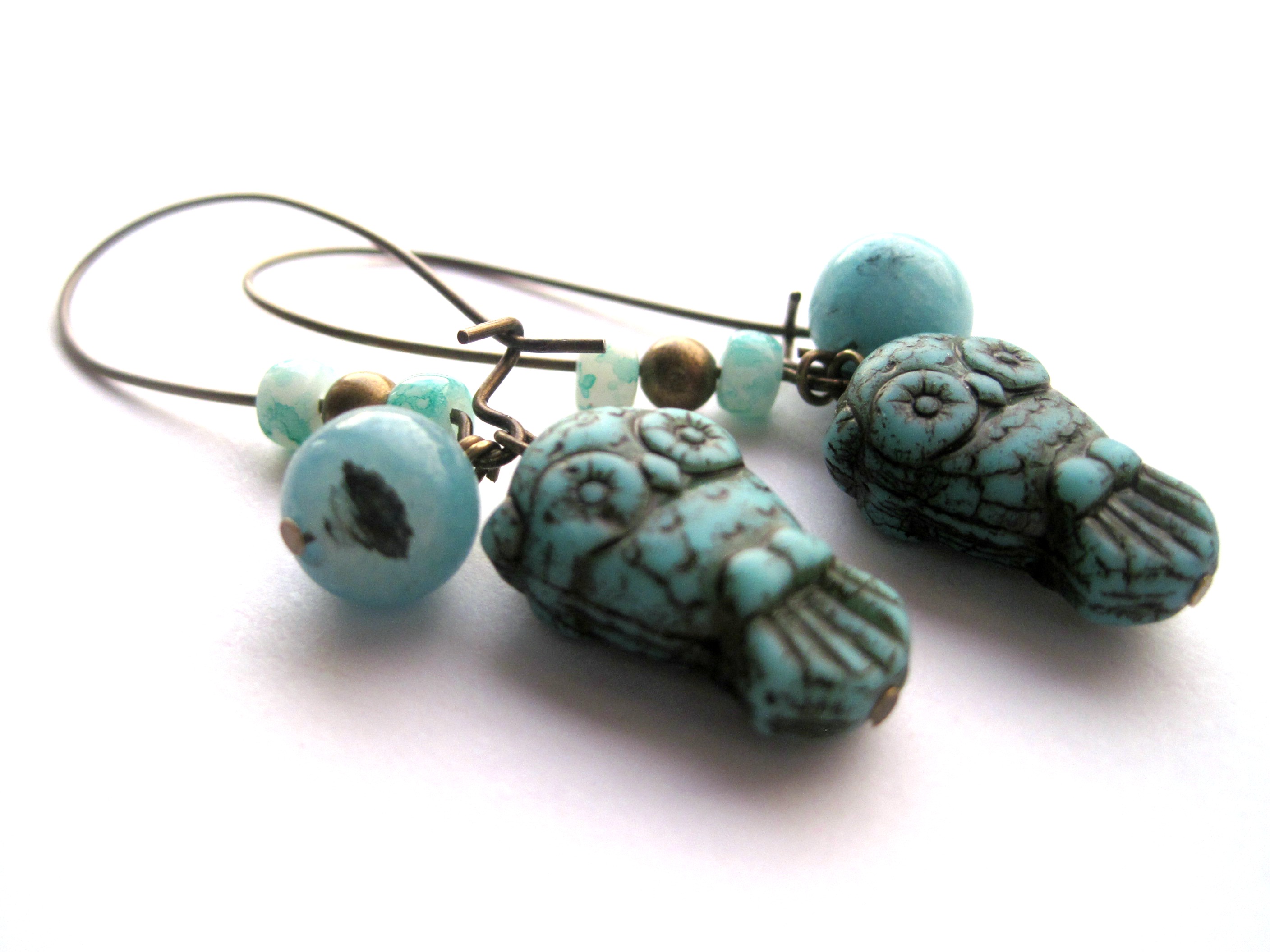 Turquoise Owl Earrings on Luulla